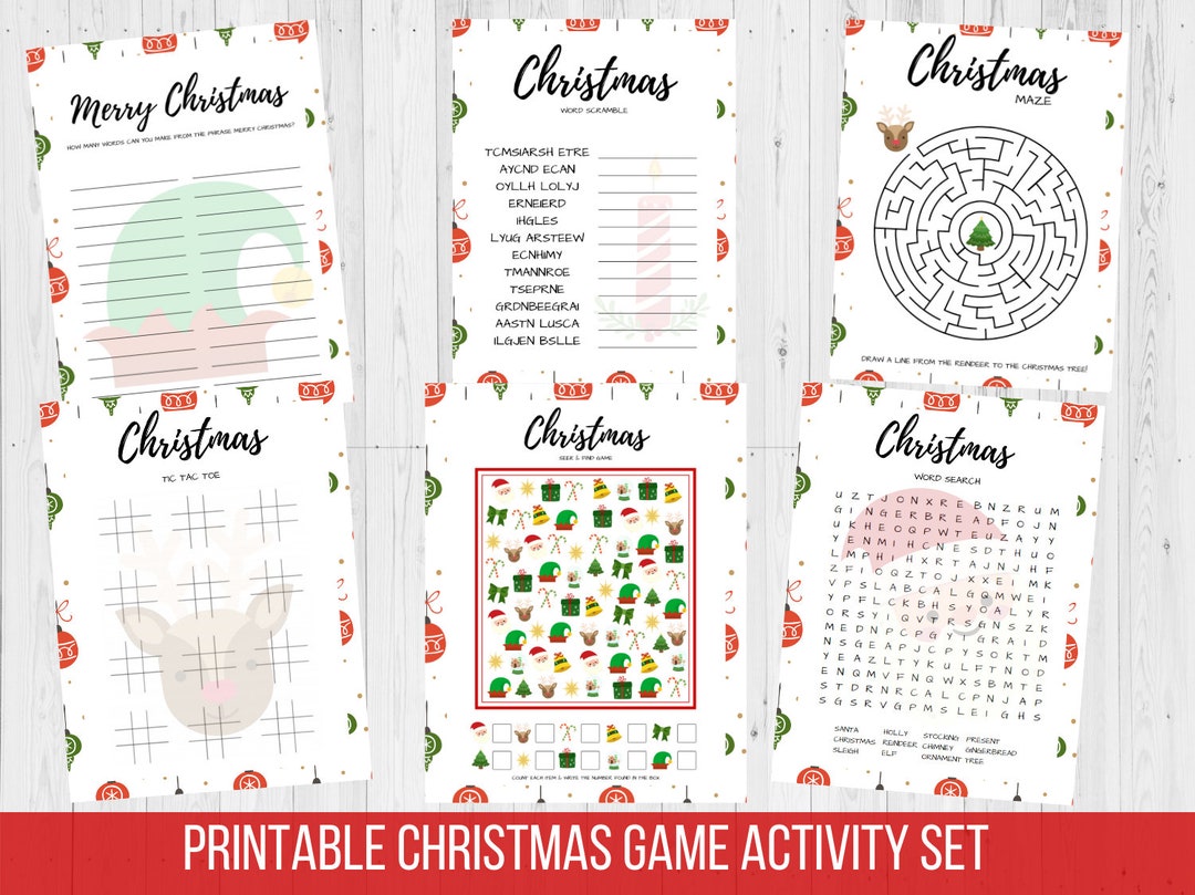Christmas Printable Games Activity Set - Etsy
