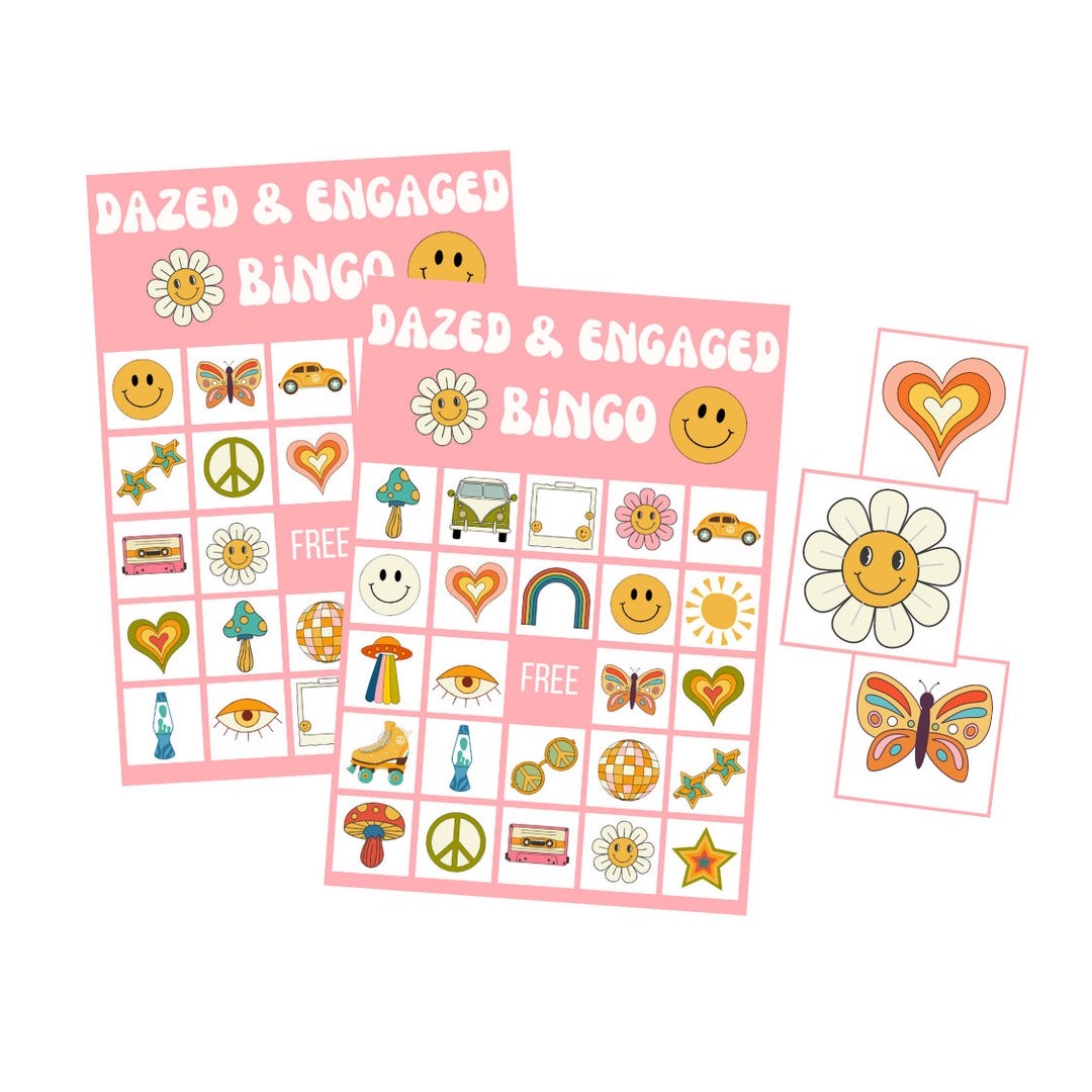 Dazed and Engaged BINGO Game Printable, Groovy, Retro Bachelorette ...