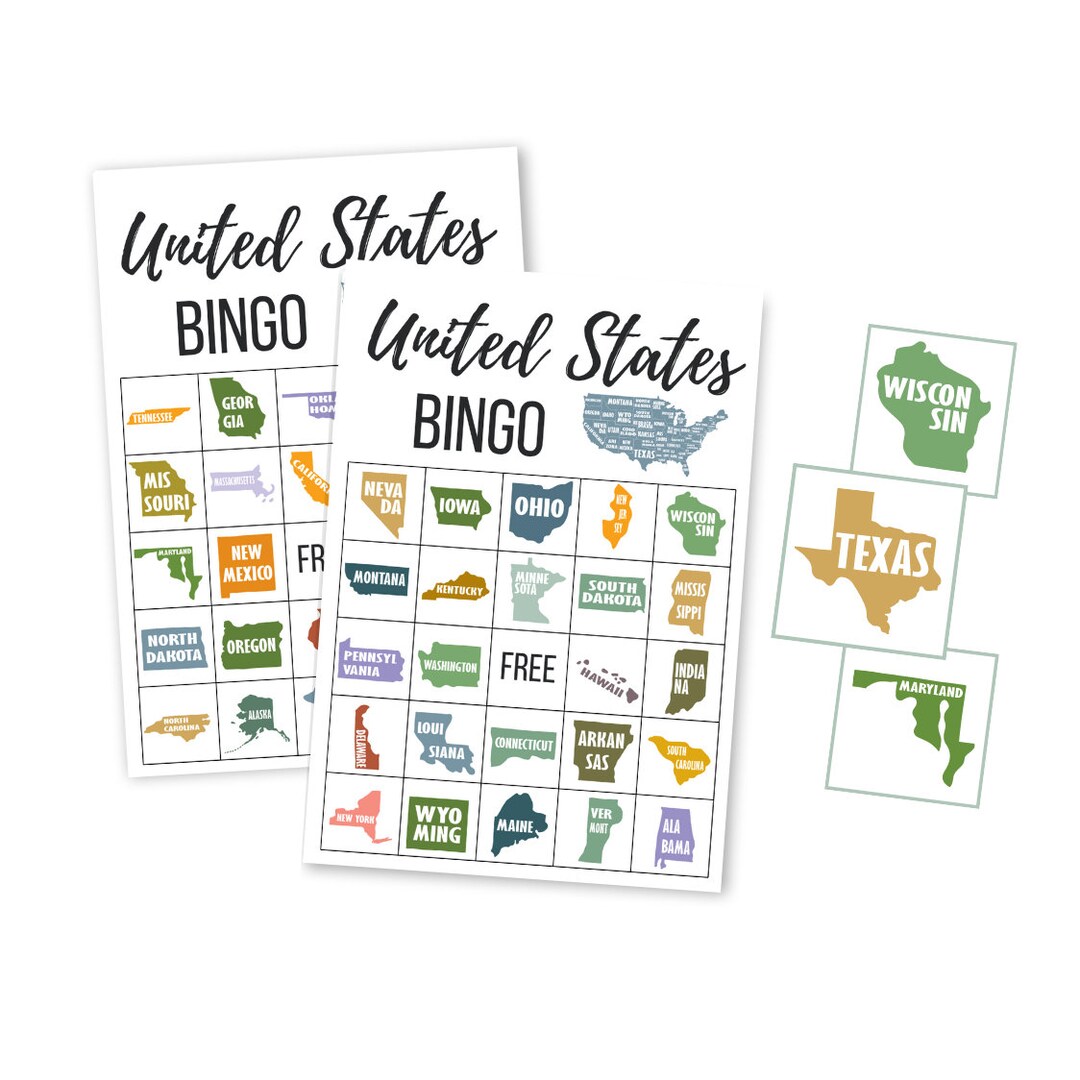 United States BINGO Game, Homeschool Printable Digital Download ...
