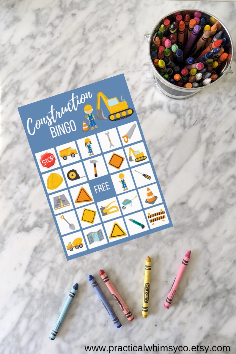 Printable Construction BINGO Cards, Birthday Party Digital Download ...