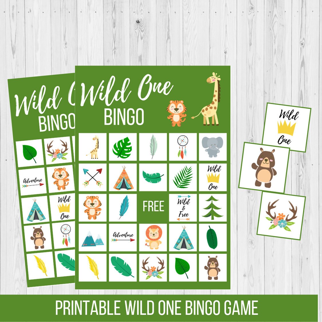 Printable Wild One BINGO Game, First Birthday Party Digital Download ...