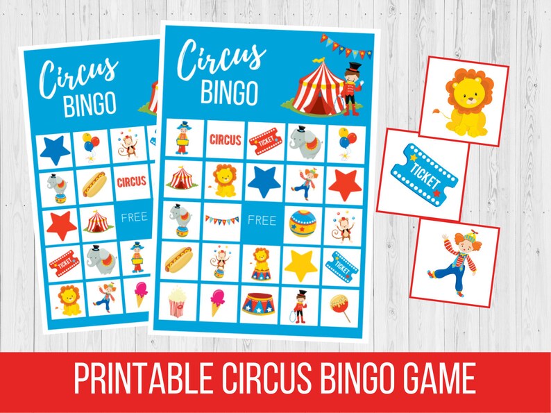 Printable Circus BINGO Game, Clown Instant Download, Animal Digital ...