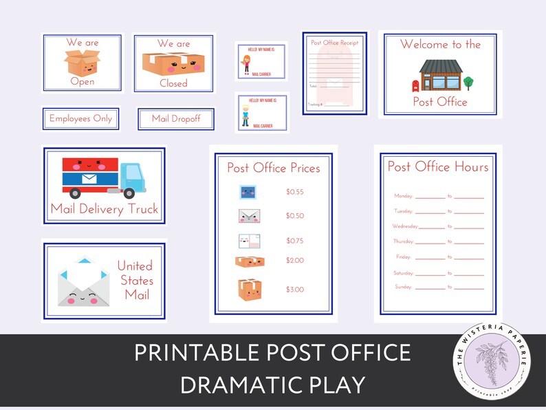 Printable Post Office Dramatic Play, Pretend Play Digital Download ...