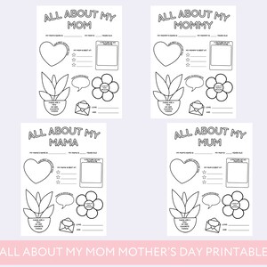All About My Mom Mothers Day Printable, Happy Mothers Day Craft, Mom ...