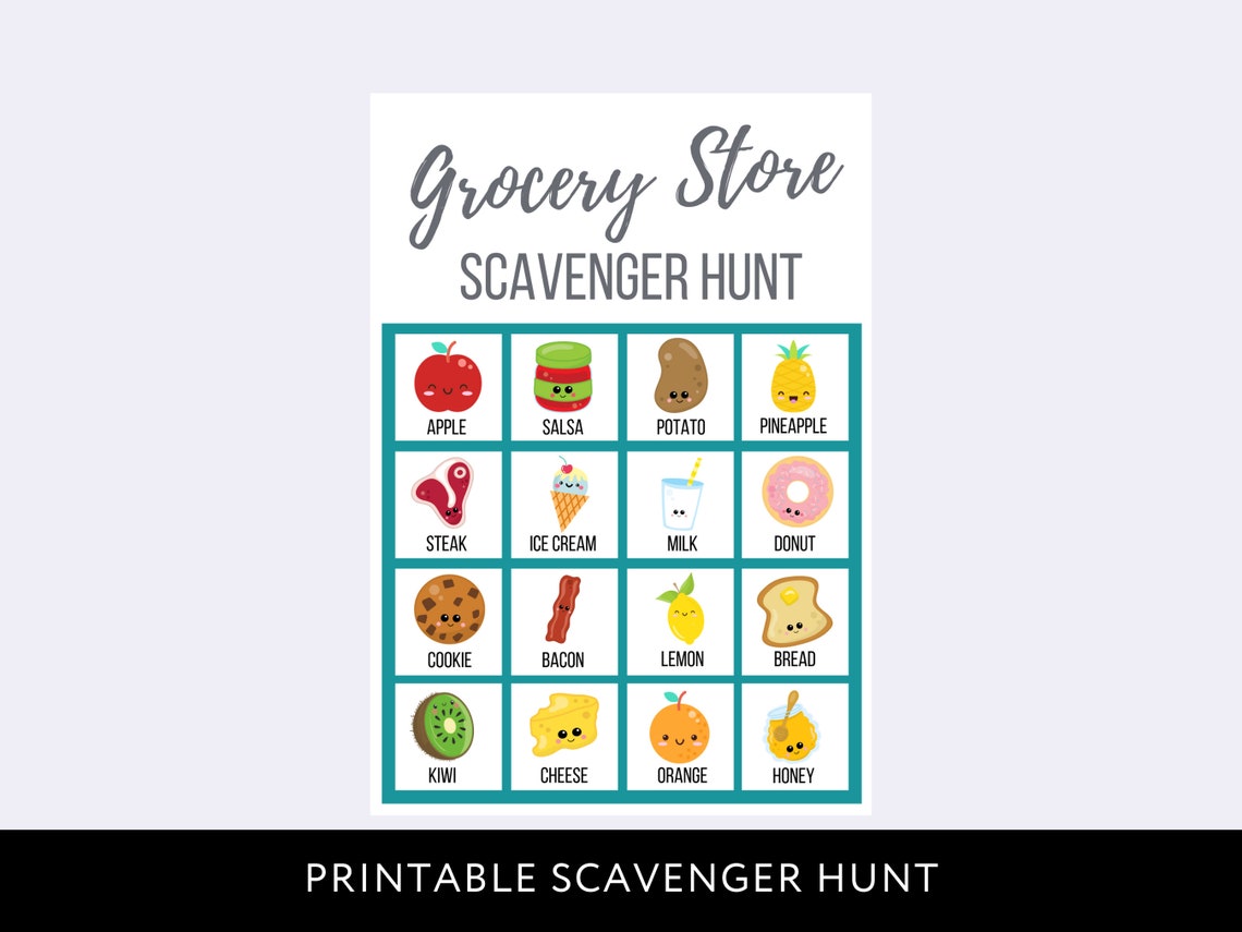 Grocery Store Scavenger Hunt Printable for Kids Digital - Etsy