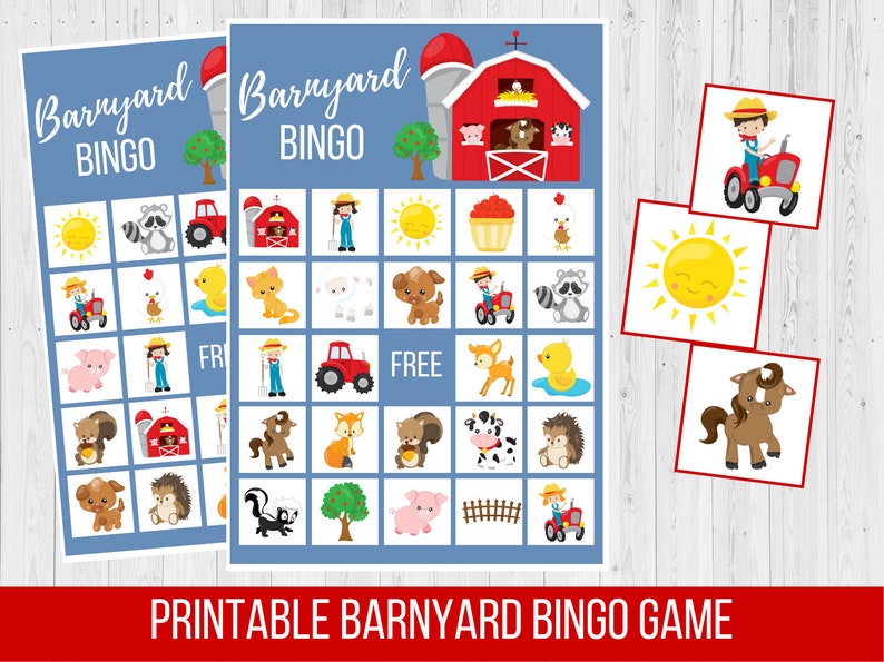 Printable Barnyard BINGO Game, Down on the Farm Digital Download, Farm ...