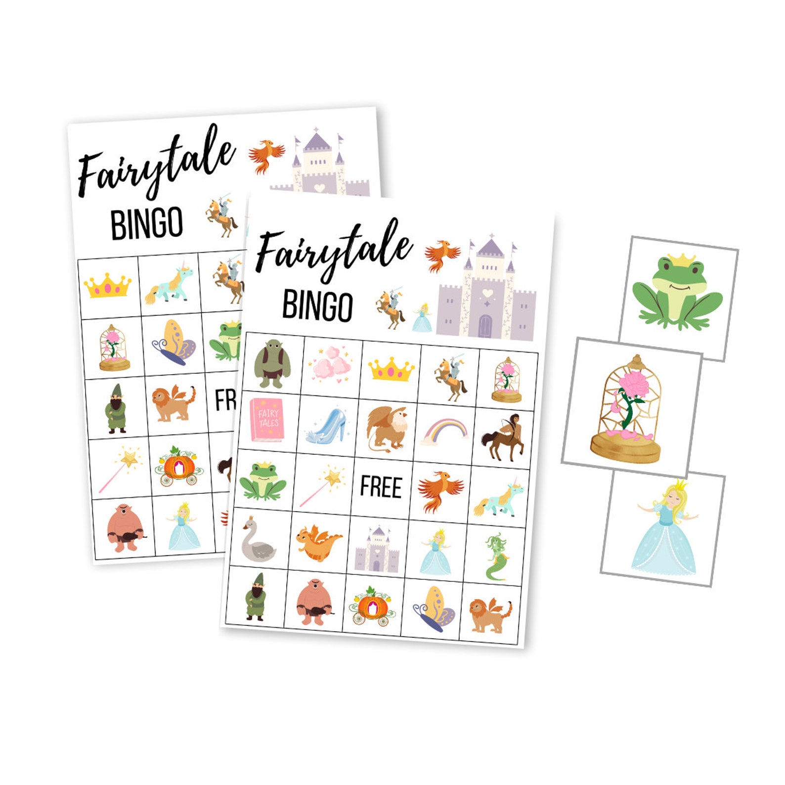 Princess BINGO Card Game, Cinderella Castle Party Game, Once Upon a ...