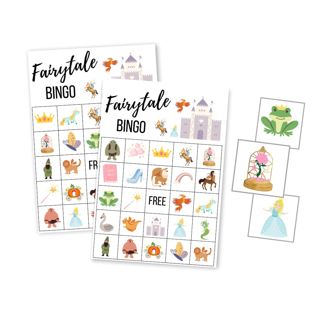 Princess BINGO Card Game, Cinderella Castle Party Game, Once Upon a ...