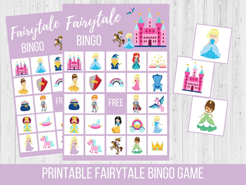Princess BINGO Card Game, Cinderella Castle Party Game, Once Upon a ...