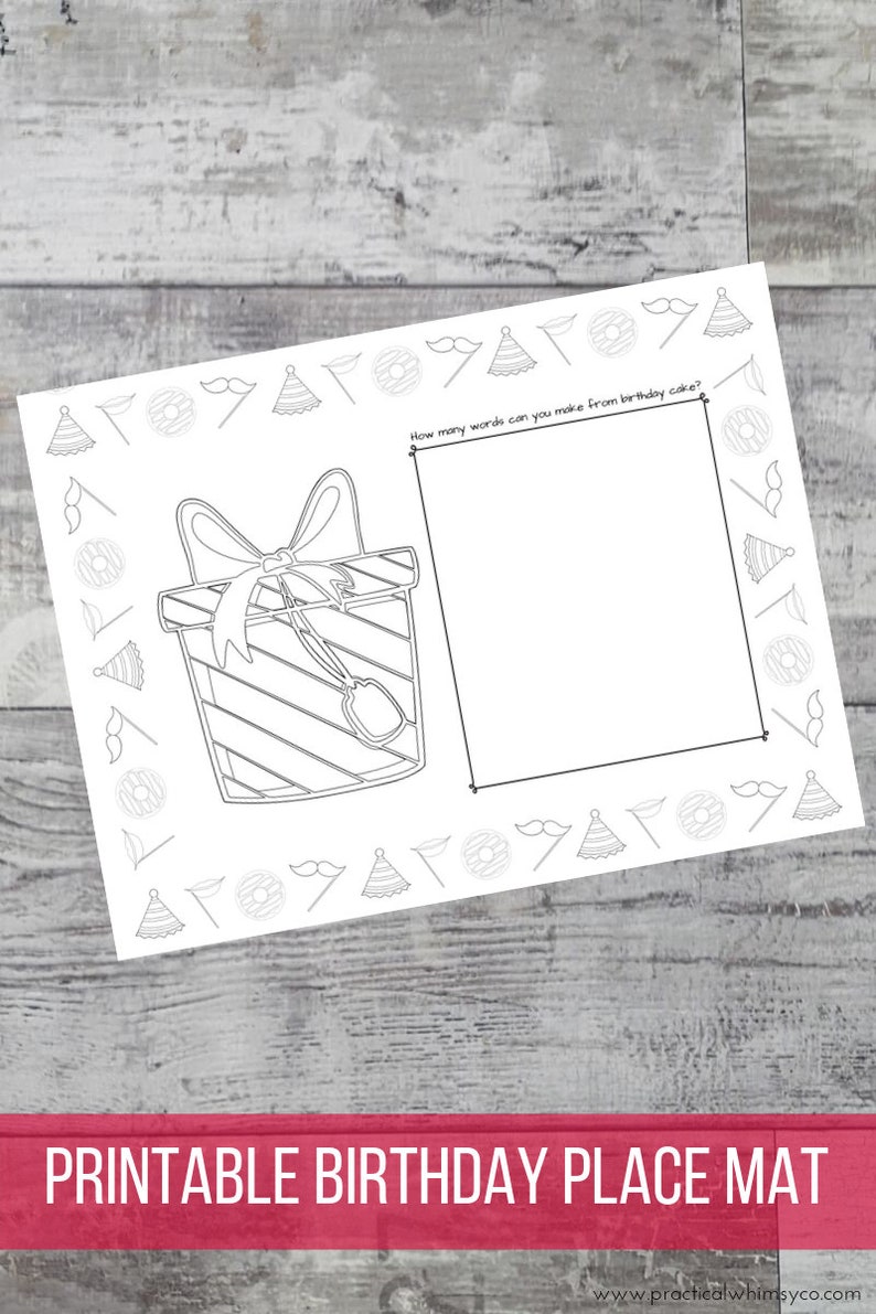 Printable Happy Birthday Coloring Place Mats for Kids Party - Etsy