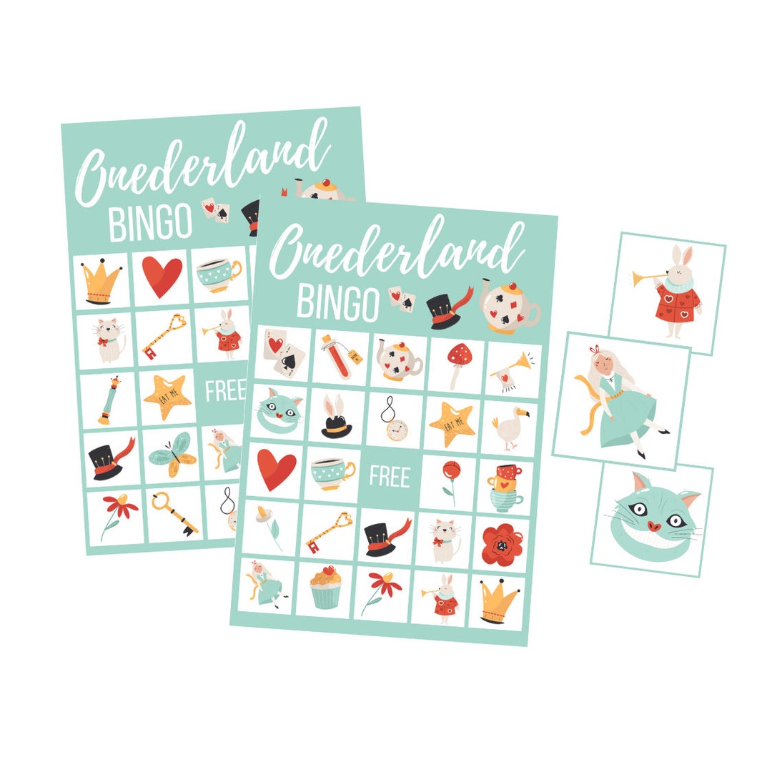 Alice in Onederland Birthday Party Game, Printable Bingo Cards Digital Download, First Birthday ...