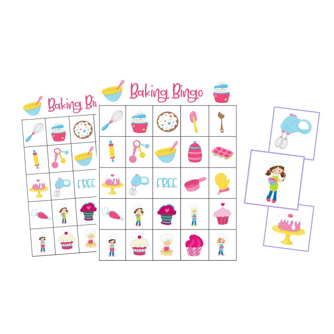 Printable Baking BINGO Game, Girl Birthday Party Digital Download, Kids ...