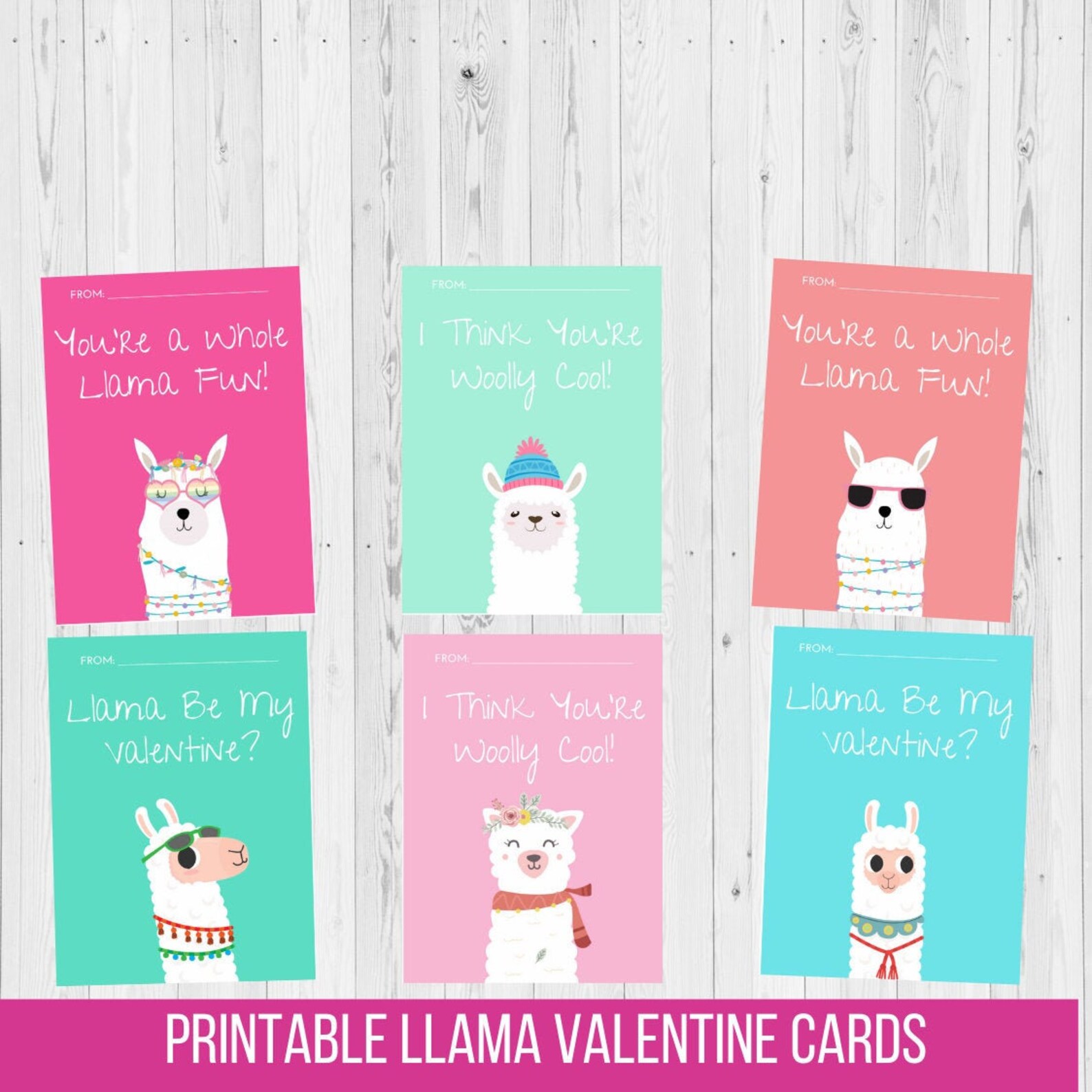 Llama Valentines Day Card for Kids Alpaca Printable | Etsy