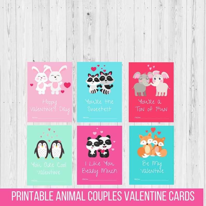 Animal Valentines Day Card for Kids Zoo Animal Printable | Etsy