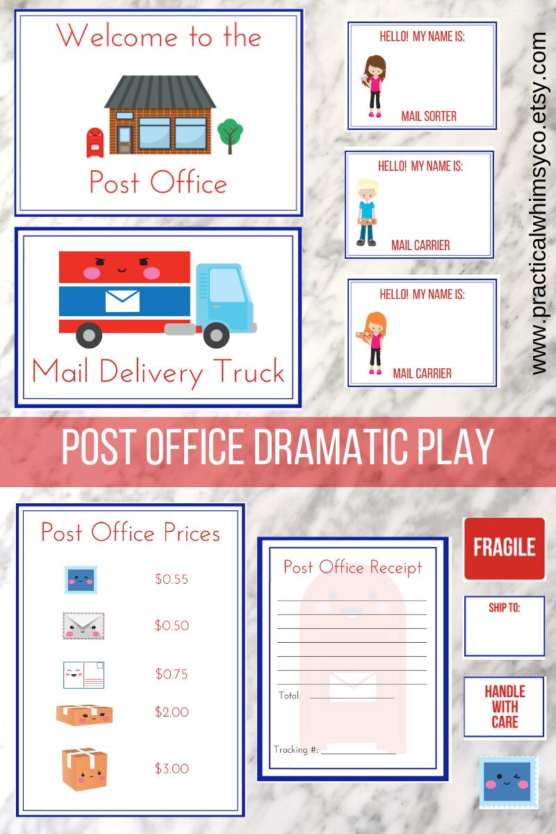 Printable Post Office Dramatic Play Pretend Play Digital - Etsy