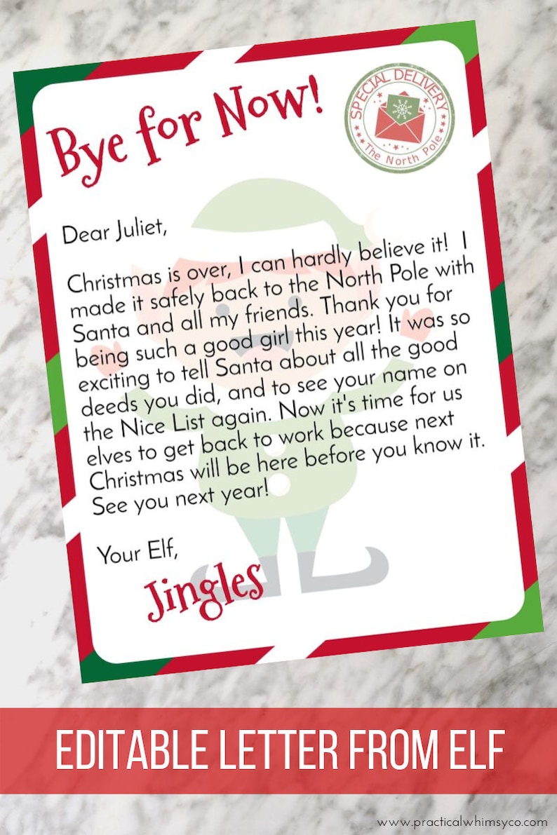 Editable Elf Letter Printable, Letter From Elf, Canva Template ...