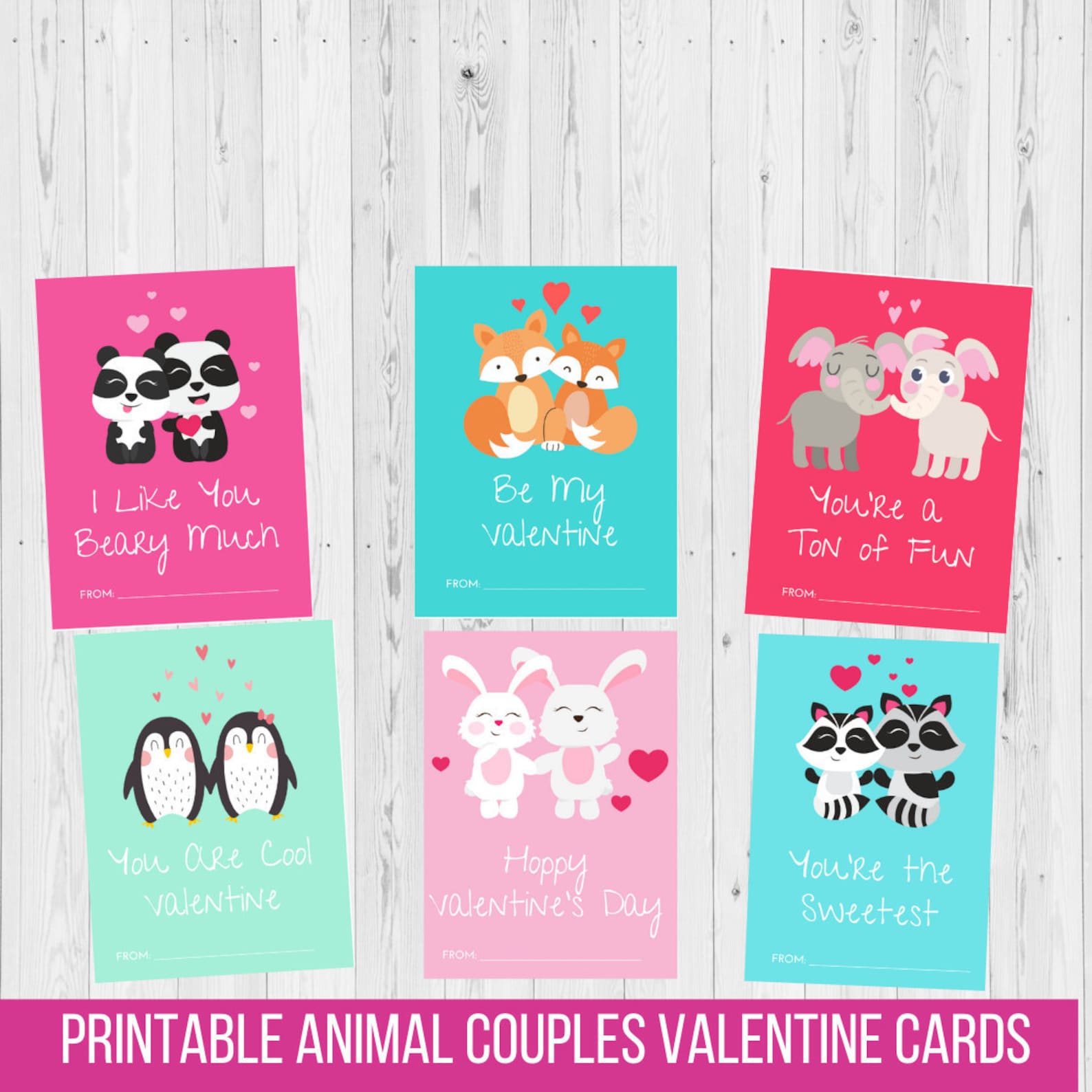 Animal Valentines Day Card for Kids Zoo Animal Printable | Etsy