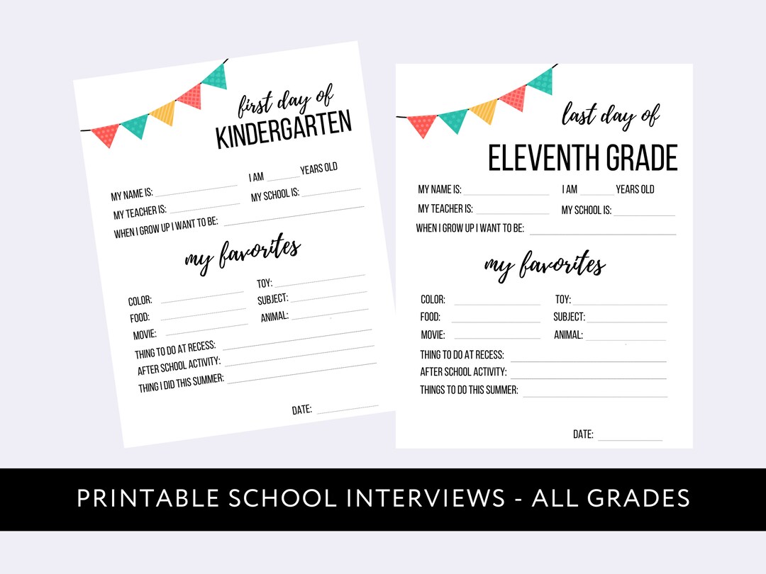 Printable Back to School Interview for Kids, Last Day of School Digital ...