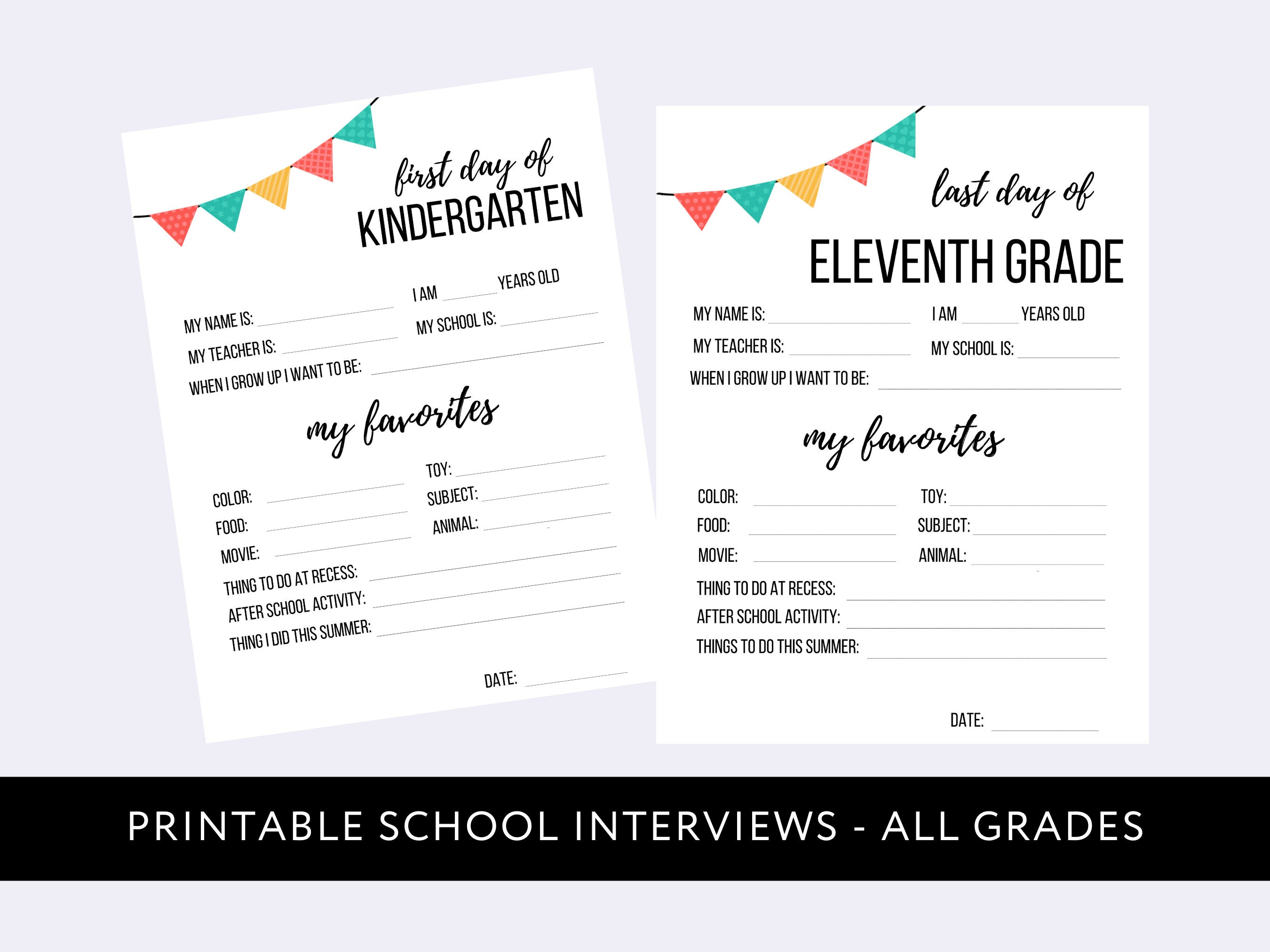 Printable Back to School Interview for Kids, Last Day of School Digital ...
