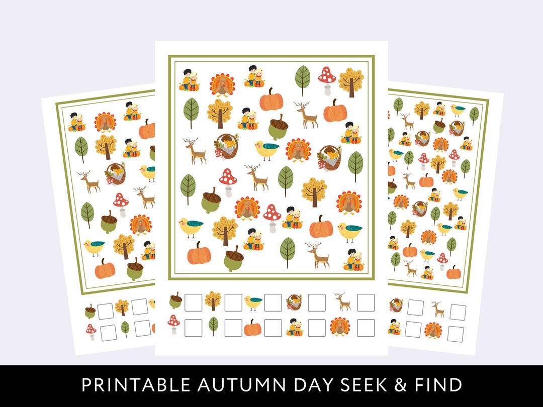 Autumn Seek and Find Printable Game for Kids, Fall I Spy Activity ...