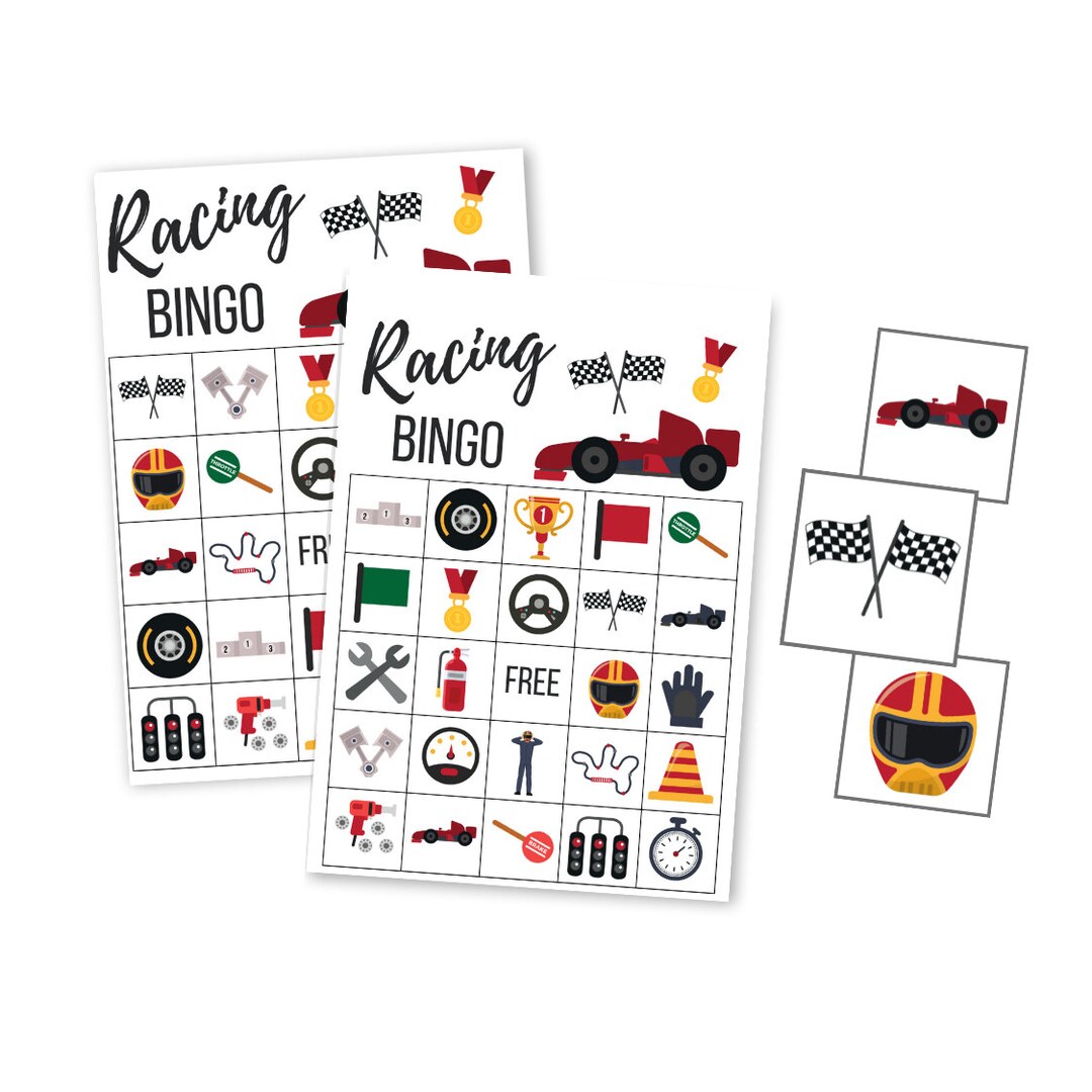 Printable Racing BINGO Cards, Boy Birthday Party Digital Download, Race ...