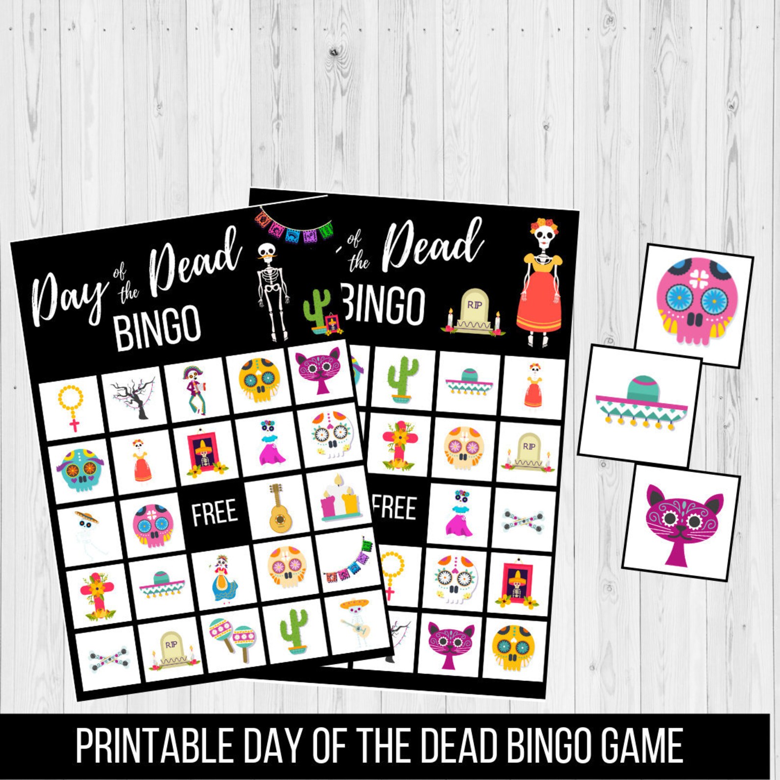 Printable Day of the Dead BINGO Cards, Dia De Los Muertos Party Holiday ...