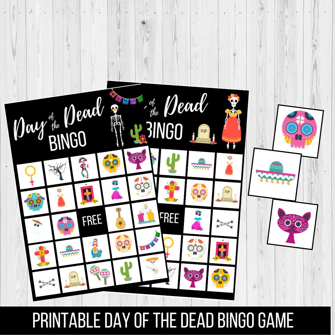 Printable Day of the Dead BINGO Cards, Dia De Los Muertos Party Holiday ...