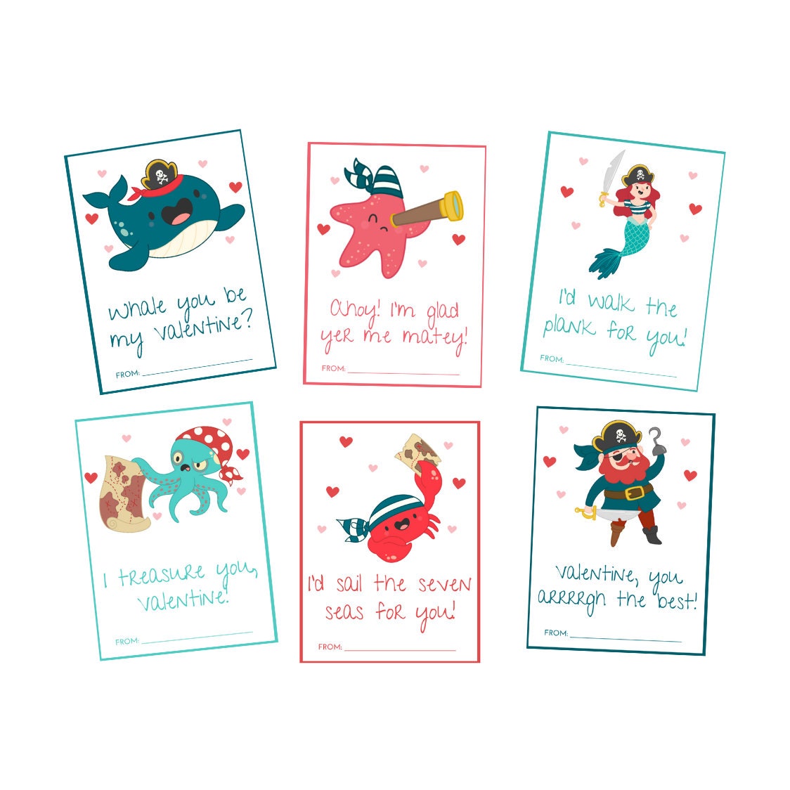 Printable Valentines Day Cards for Kids, Under the Sea School ...