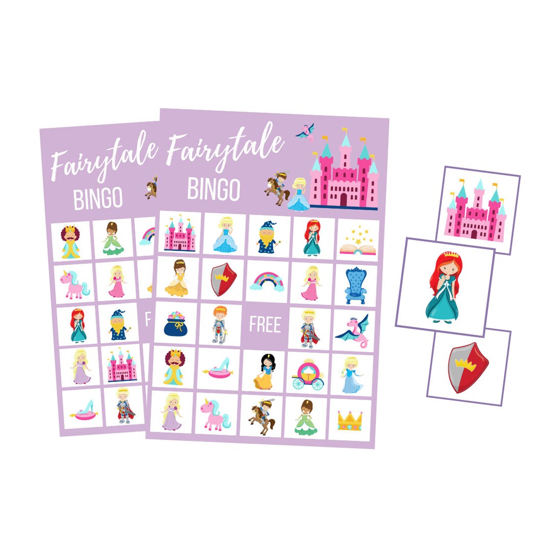 Princess BINGO Card Game, Cinderella Castle Party Game, Once Upon a ...