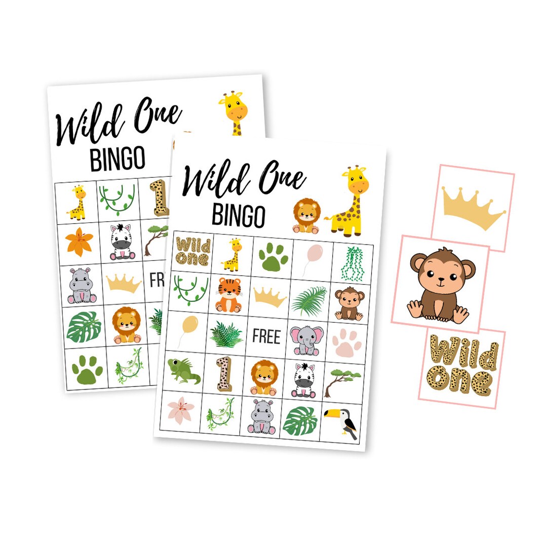 Printable Wild One BINGO Game, First Birthday Party Digital Download ...