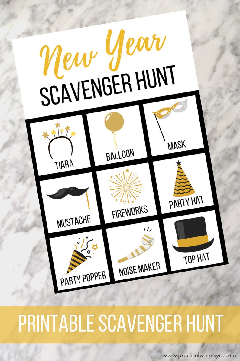 New Years Eve Party Scavenger Hunt Printable, Holiday Digital Download ...
