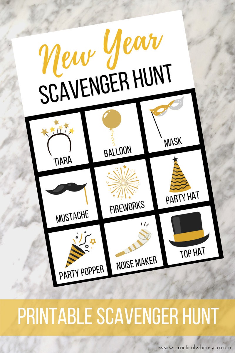 New Years Eve Party Scavenger Hunt Printable, Holiday Digital Download ...