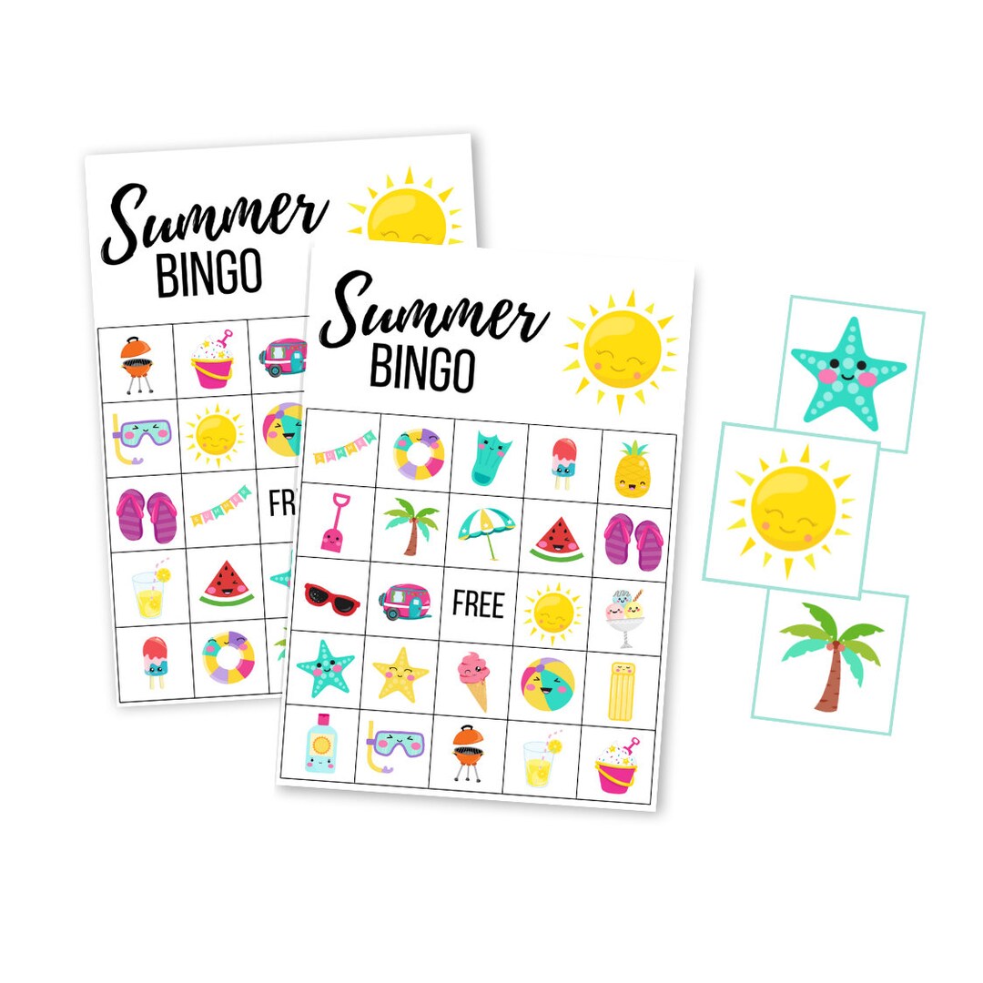 Summer BINGO Party Games, Pool Party Printable, Hello Summer Kids ...