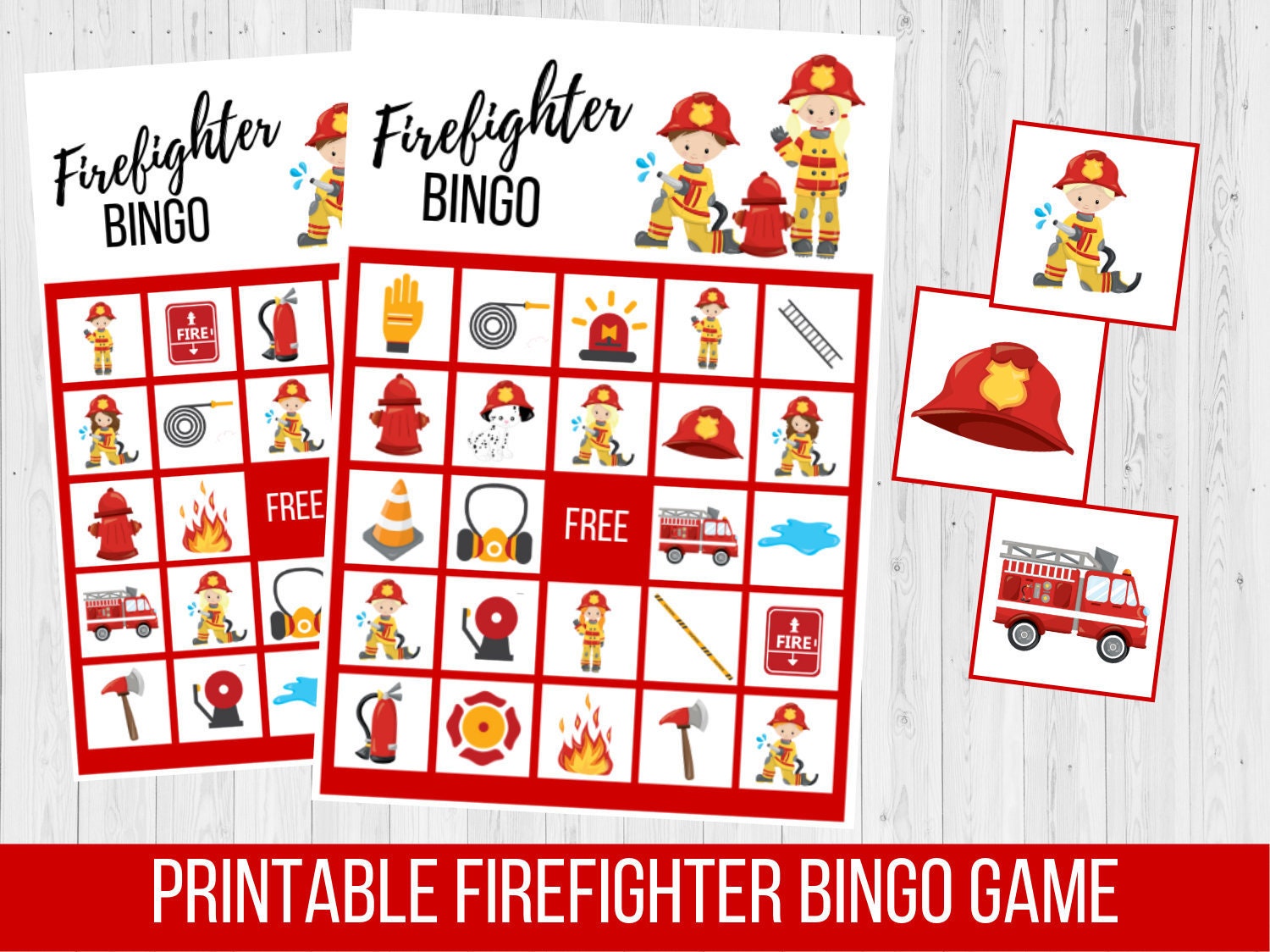 Printable Firefighter BINGO Cards, Fire Fighter Birthday Party Digital ...