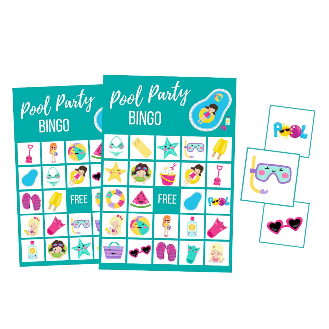 Printable Summer BINGO Game, Pool Party BINGO Cards, Swimming Birthday ...