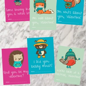 Animal Valentines Day Card for Kids, Woodland Animal Printable ...
