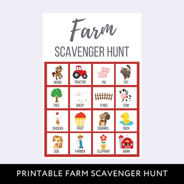 Farm Scavenger Hunt - Etsy