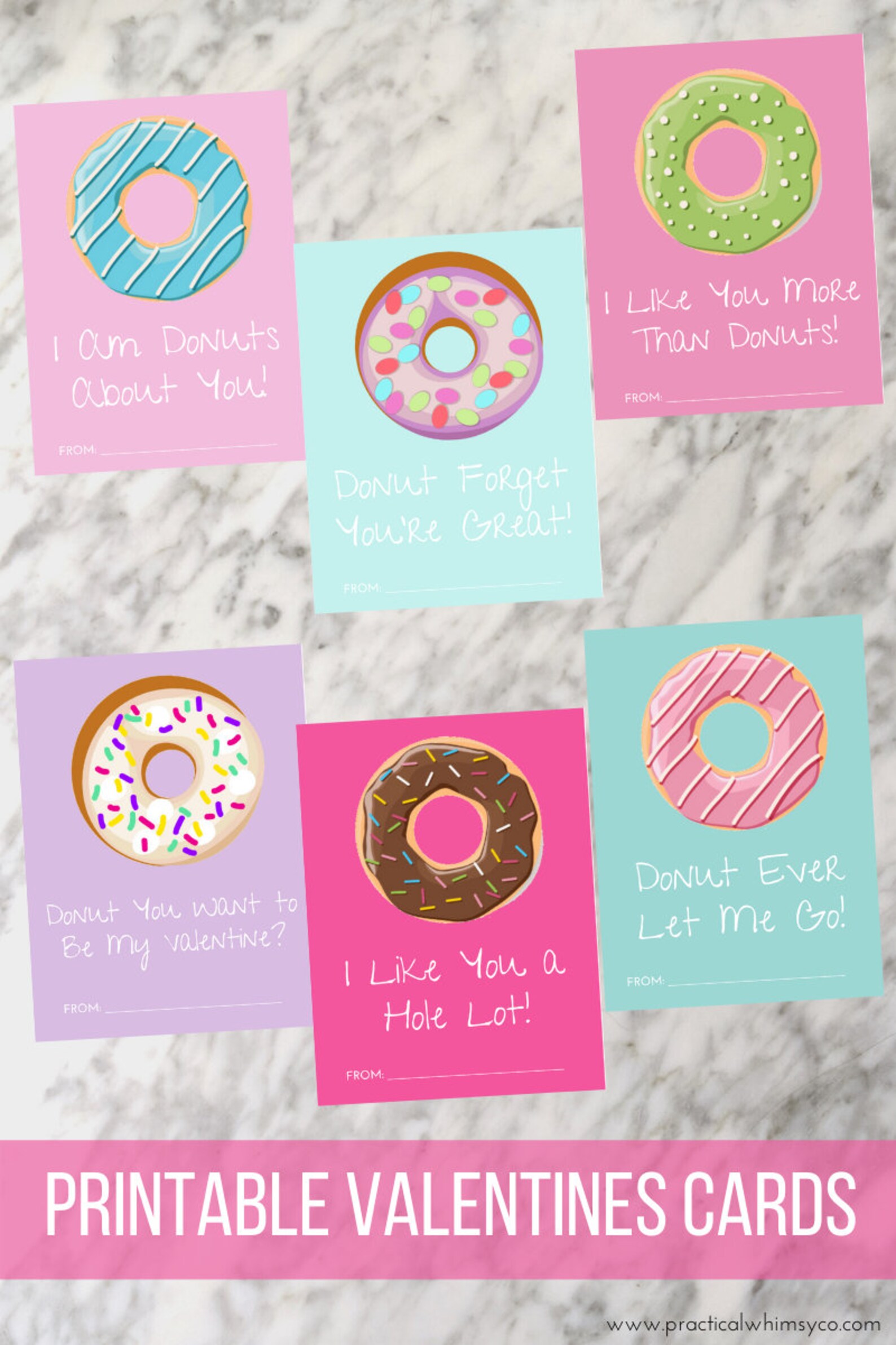 Donut Valentines Day Card for Kids, Sprinkles Printable Valentines ...