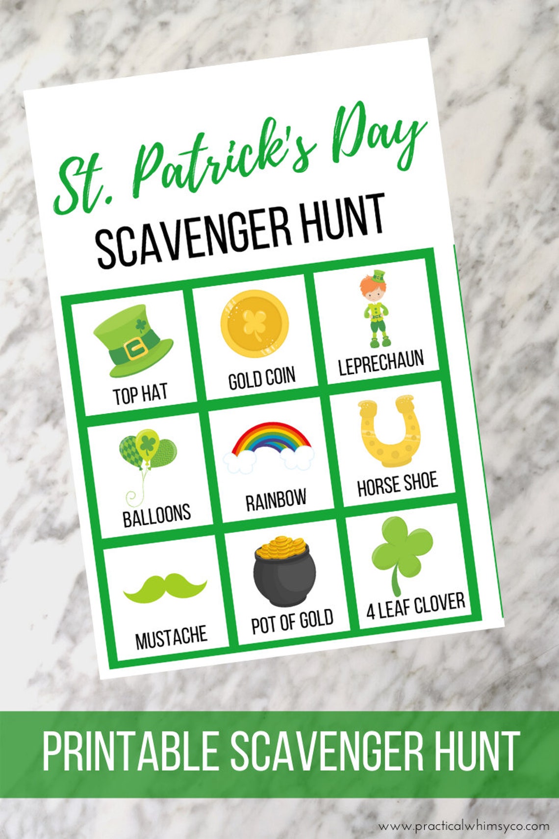 St. Patrick's Day Scavenger Hunt Printable for Kids, Saint Patricks ...