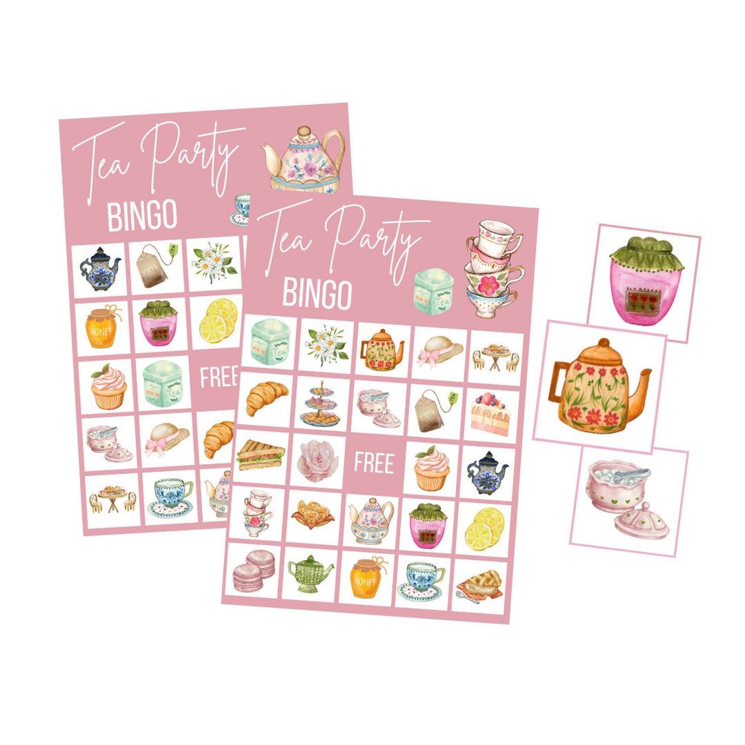 Tea Party BINGO Game, Printable Girl Birthday Party Digital Download ...