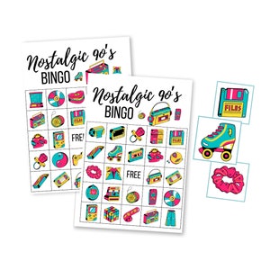 90s BINGO Game Printable, Retro Party Game Digital Download, 90s ...
