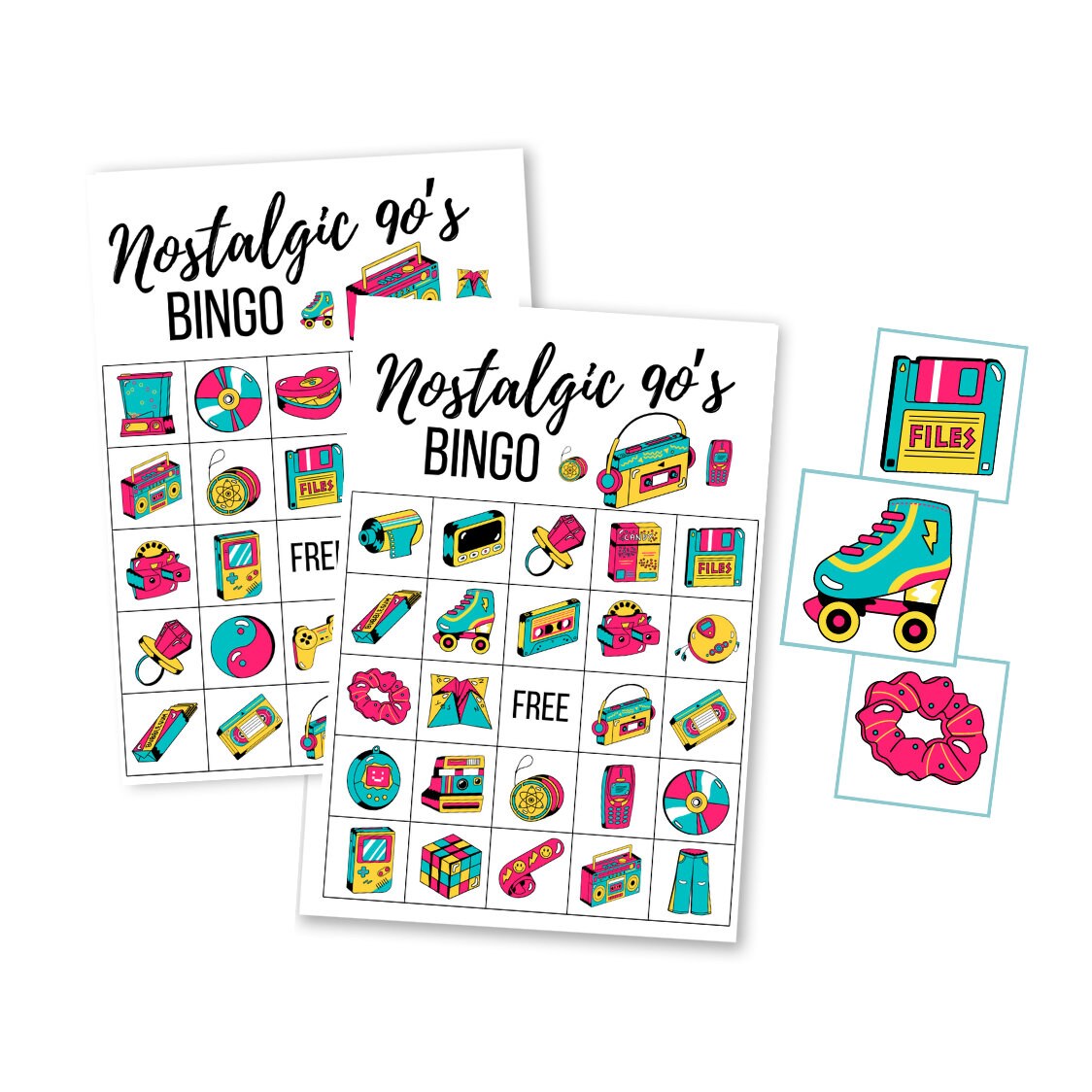 90s BINGO Game Printable, Retro Party Game Digital Download, 90s ...