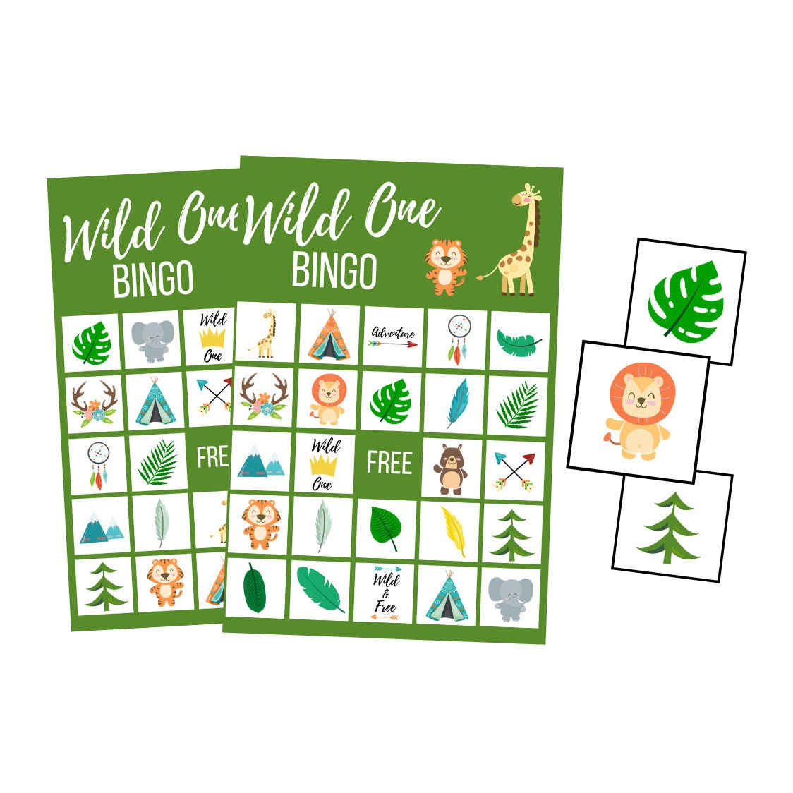 Printable Wild One BINGO Game, First Birthday Party Digital Download ...