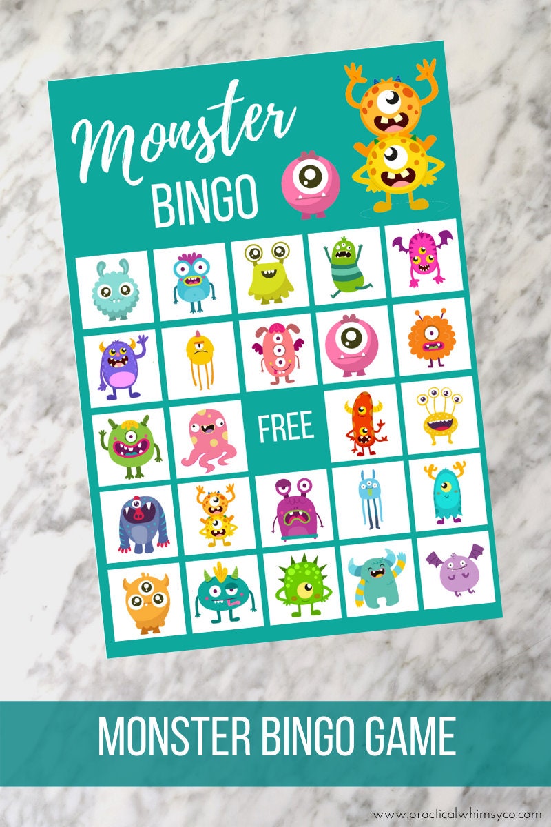 Printable Monster BINGO Game, Boy Birthday Party Digital Download ...