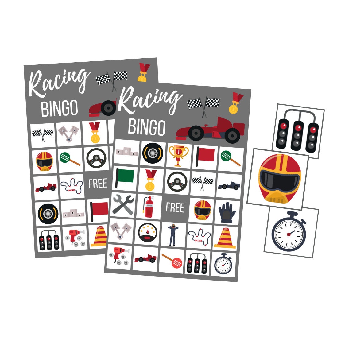 Printable Racing BINGO Cards, Boy Birthday Party Digital Download, Race ...