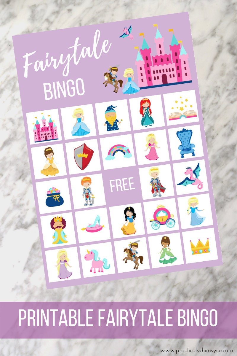 Princess BINGO Card Game, Cinderella Castle Party Game, Once Upon a ...