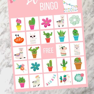 Printable Llama BINGO Game, Birthday Party Digital Download, Instant ...