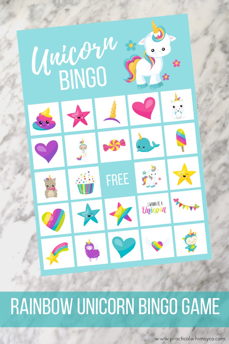Printable Rainbow Unicorn BINGO Cards Kid Birthday Party - Etsy