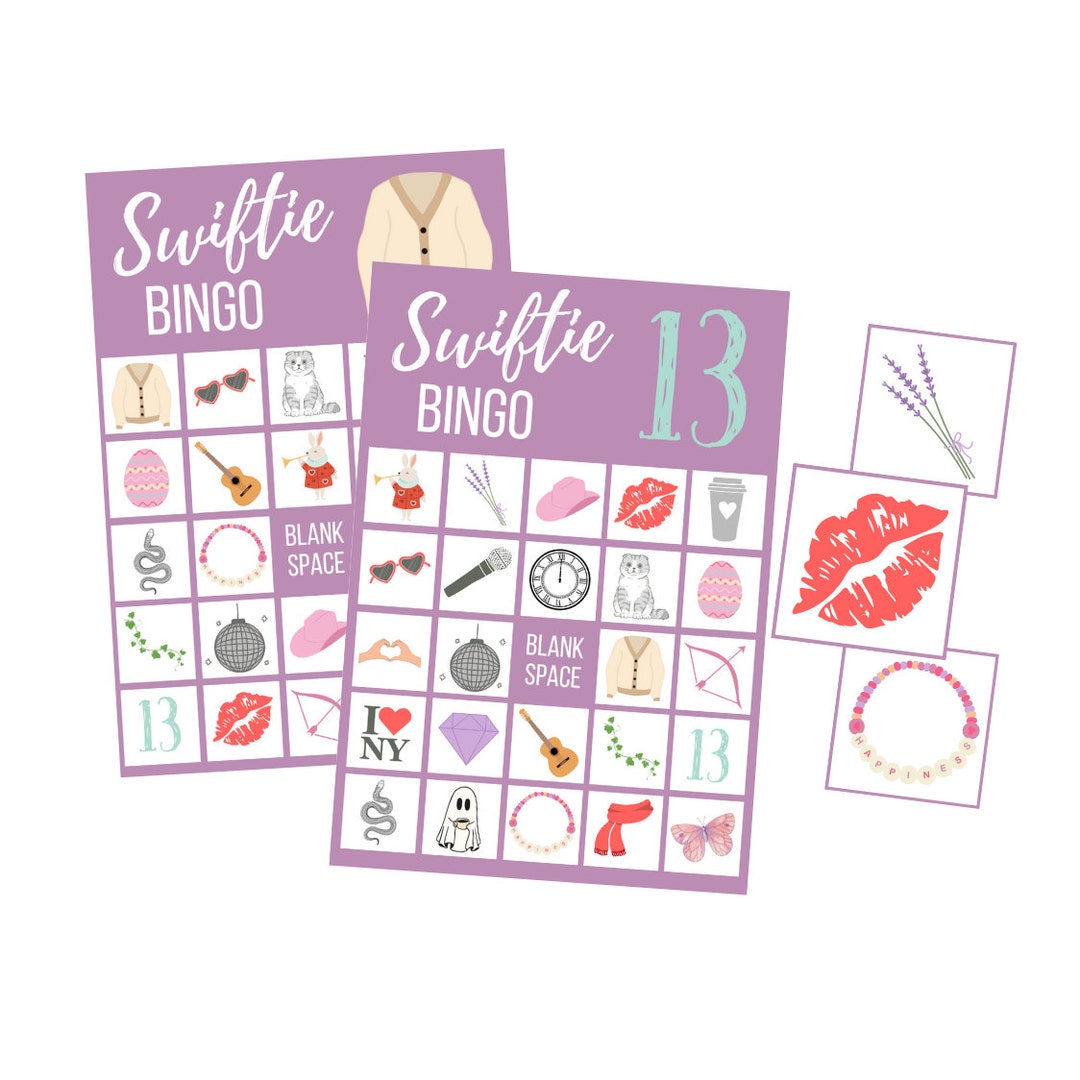 Swiftie BINGO Cards, Printable Teen Girl Birthday Party Game, Taylor ...