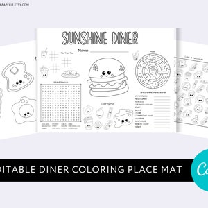Restaurant Coloring Book, Editable Diner Coloring Page Printable, Canva ...